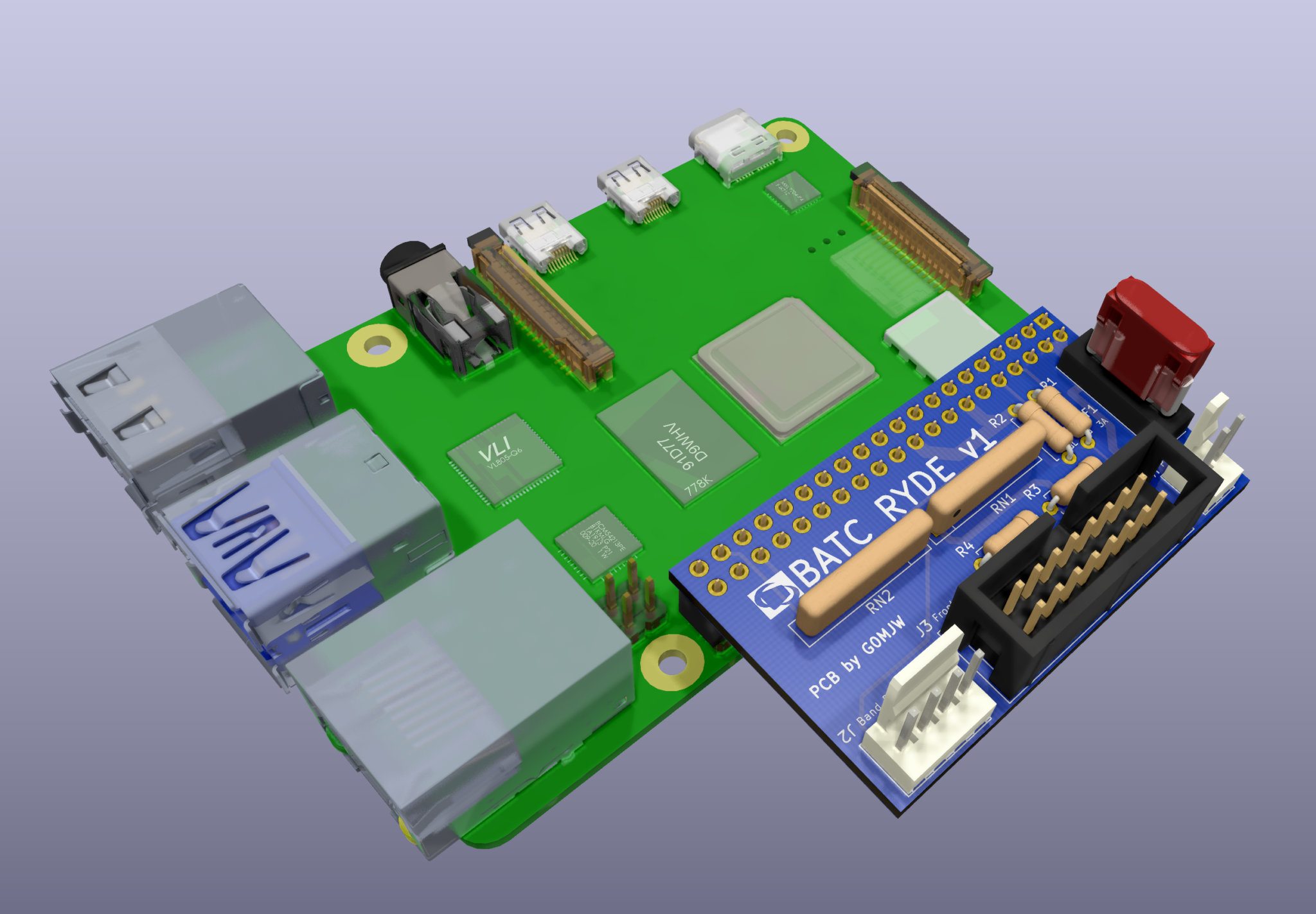 Ryde receiver GPIO breakout PCB – British Amateur Television Club